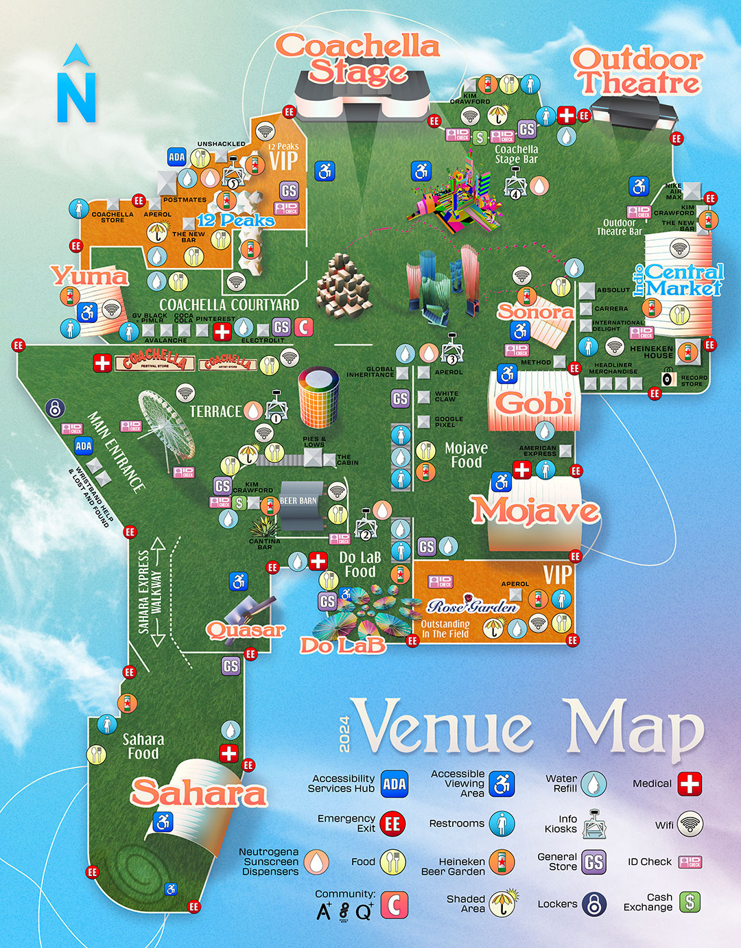 I (very poorly) overlayed markers from the official map onto the arial ...